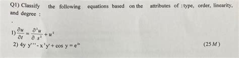 Solved Q1 Classify The Following Equations Based On The