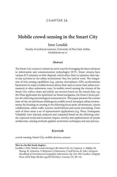 Mobile Crowd Sensing In The Smart City Ch A Pt Er 26 Mobile Crowd