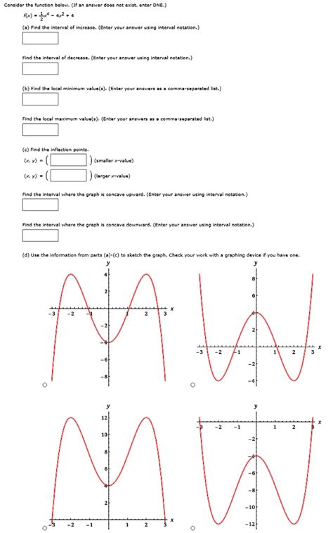 Consider The Function Below If An Answer Does Not Exist Enter Dne Fxx4 4x24 A Find