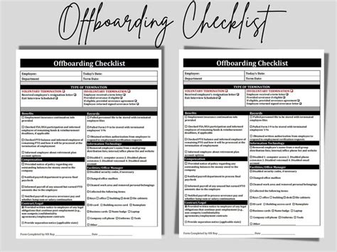 Offboarding Checklist Template MS Editable Word Template Human
