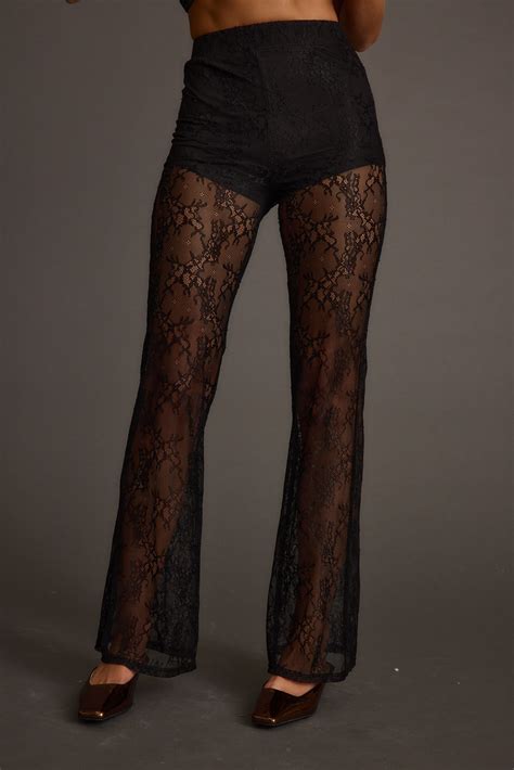 Happy Hour Black Lace Flare Pant 12th Tribe