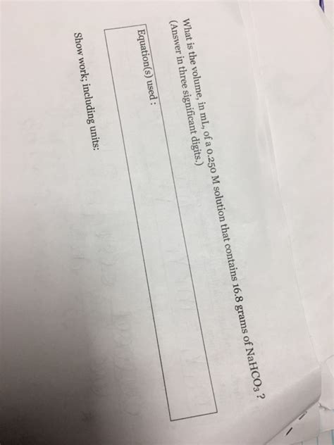 Solved What Is The Volume In ML Of A M Solution That Chegg