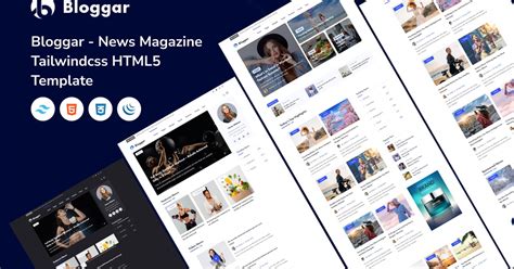 Bloggar News Magazine Tailwindcss Html5 Template Site Templates Landing Page Templates Ft