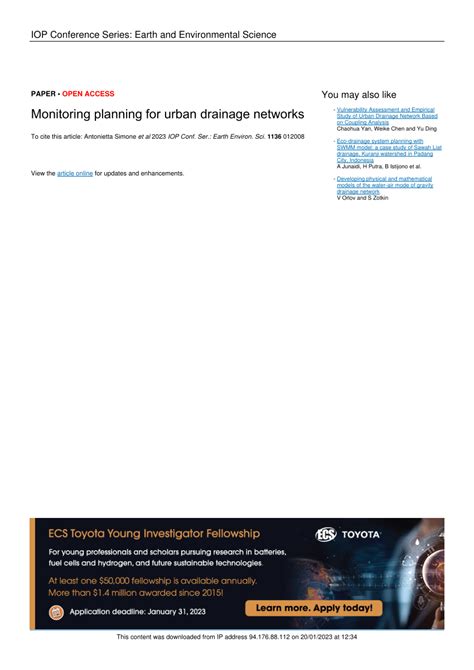 Pdf Monitoring Planning For Urban Drainage Networks