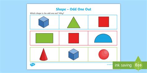 Shape Odd One Out Worksheet Worksheet Teacher Made