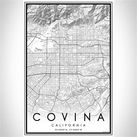 Covina California Map Print In Classic — Jace Maps