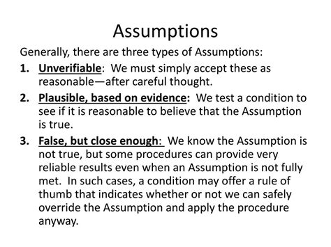 Ppt Assumptions And Conditions Powerpoint Presentation Free Download