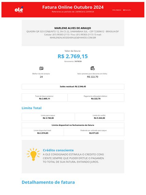 Fatura Fechada 14 10 2024 Pdf Serviços Financeiros Business