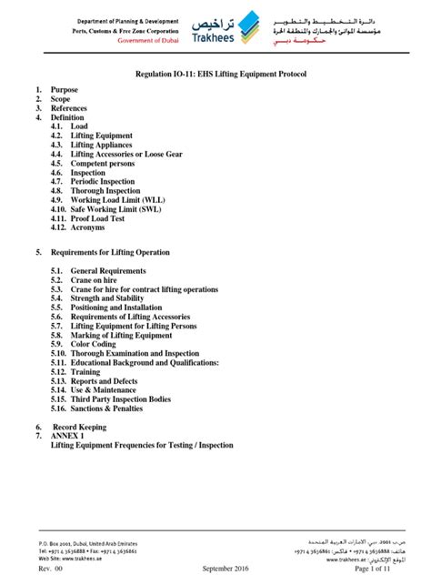 Regulation Io 110 Lifting Equipment Protocol Rev 00 Sep16 Pdf