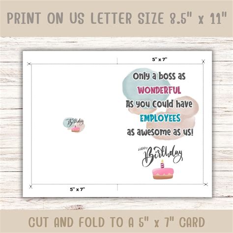 Funny Boss Birthday Card Printable Wreath Design Pdf Etsy