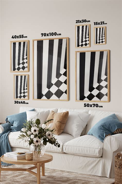 Black And White Lines Premium Poster Εκτύπωση Poster με Kορνίζα