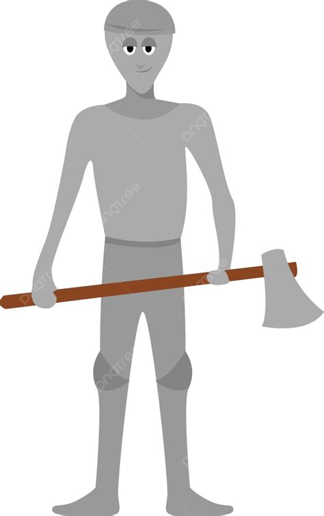 Illustration Of A Man Wielding A Large Axe Depicted In Vector Art On A White Background Vector