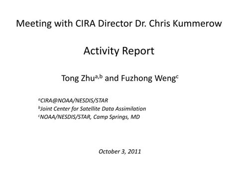 Ppt Meeting With Cira Director Dr Chris Kummerow Activity Report