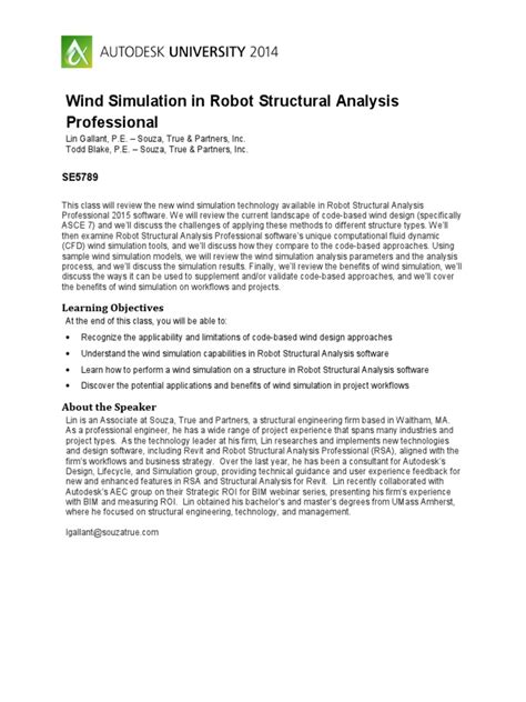 Wind Simulation In Robot Structural Analysis Professional Learning Objectives Pdf Wind