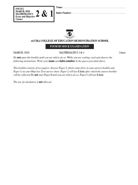 Jhs 3 Maths Mock 4 Pdf Area Rectangle