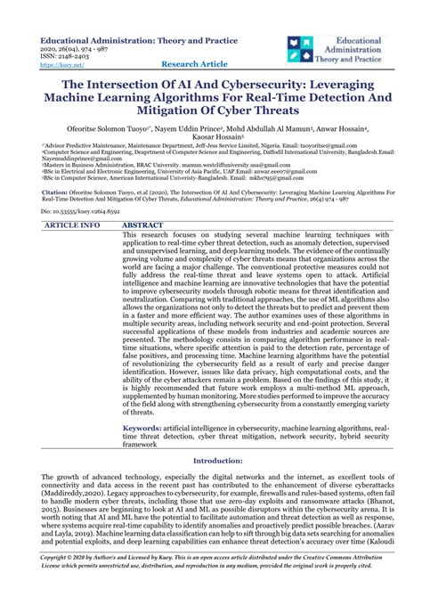Pdf The Intersection Of Ai And Cybersecurity Leveraging Machine
