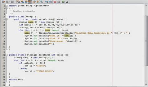 Serba Serbi Mahasiswa Array Dan Matrix Pada Program Java
