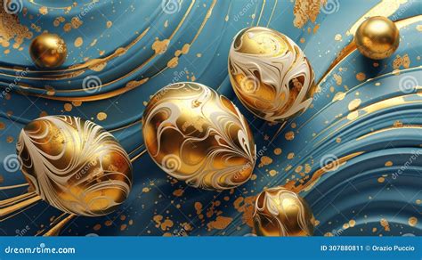 Easter Luxury Golden Eggs In Class Card Clipart Stock Illustration