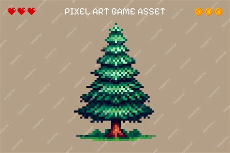 Premium Vector Pixel Art Pine Tree Video Game Asset 8 Bit Style