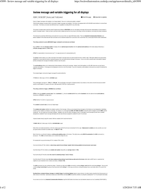Inview Message And Variable Triggering For All Displays Pdf String Computer Science