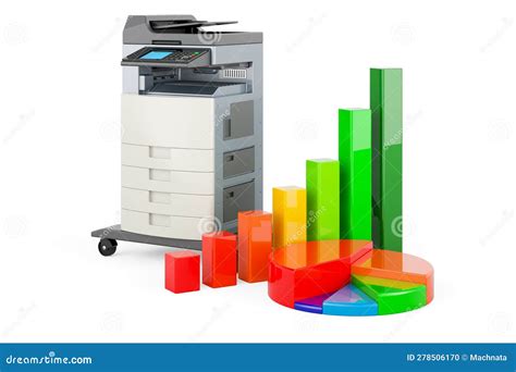 Office Multifunction Printer Mfp With Growth Bar Graph And Pie Chart