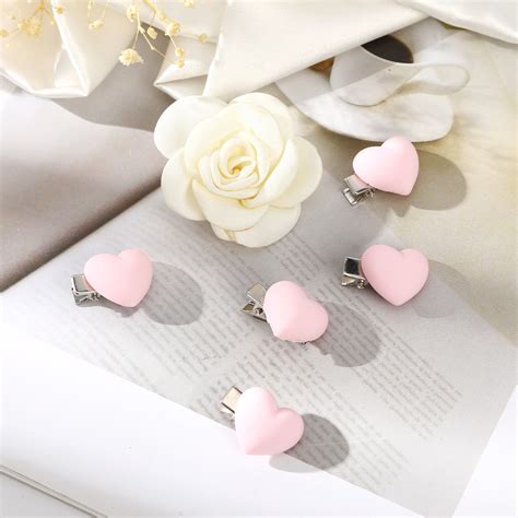 6pcs Fashion Pink Rose Love Hairpin Set Sweet And Cute Girl Hairpin Set
