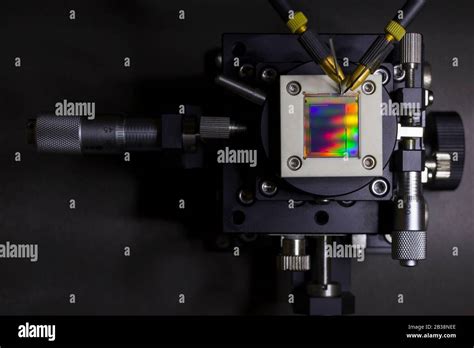 Checking Turn On Small Oled Display On A Probe Station Stock Photo Alamy