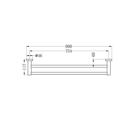 Nero Double Towel Rail 800mm