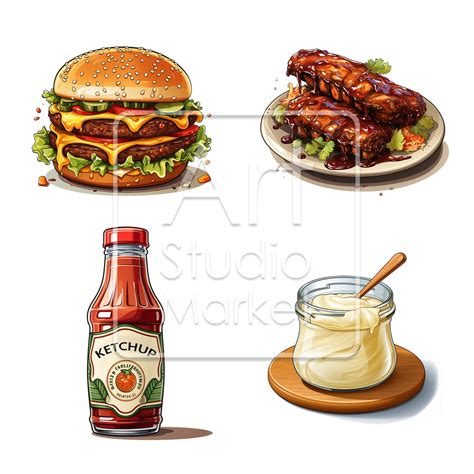 Summer Barbeque Party Clip Art July 4th Bbq Food Clipart Grill Food
