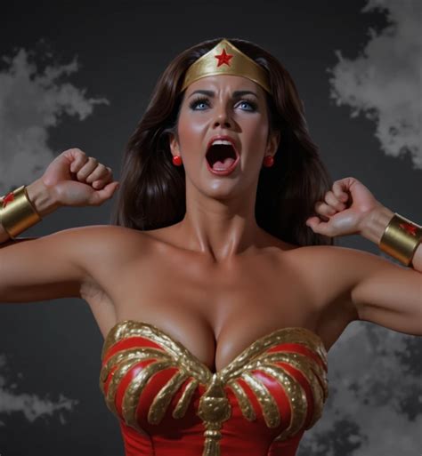 Wonder Woman Lynda Carter Big Breasts Open Mouth Semi Closed Eyes