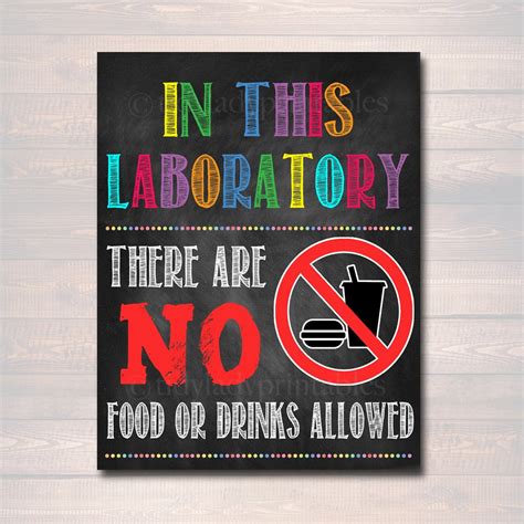 No Food Or Drinks Allowed Laboratory Poster Science Classroom Decor