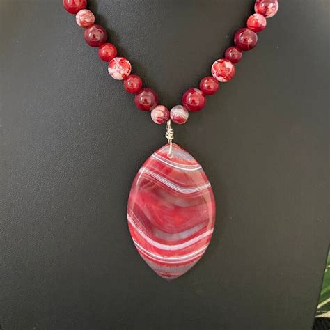 Red Agate Jewelry Etsy