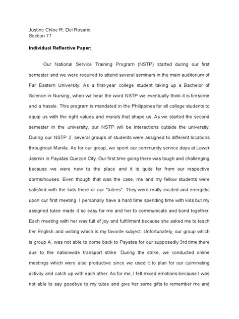 Individual Reflective Paper Pdf