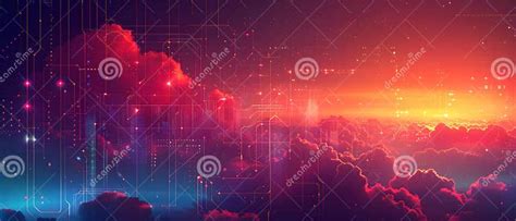 Illustration Of Digital Cloud Network Showcasing Digitalization And Cloud Computing Concept