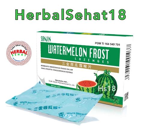 Sanjin Watermelon Frost Lozonges 1 Box Panas Dalam Permen Tenggorokan Batuk Sariawan