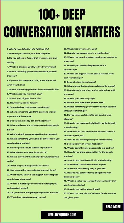 100 Deep Conversation Starters to Help You Connect | Deep conversation starters, Deep questions ...