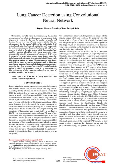 Pdf Lung Cancer Detection Using Convolutional Neural Network