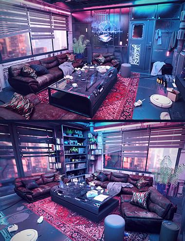 Cyberpunk Condo Living Room Daz 3d