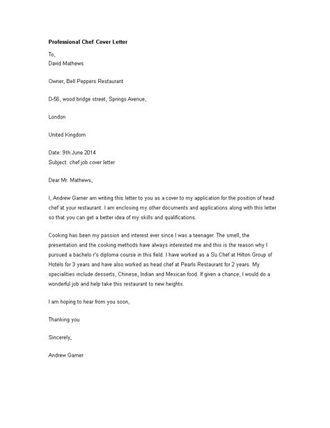 Beautiful Work Tips About Chef Job Application Letter Sample Medical