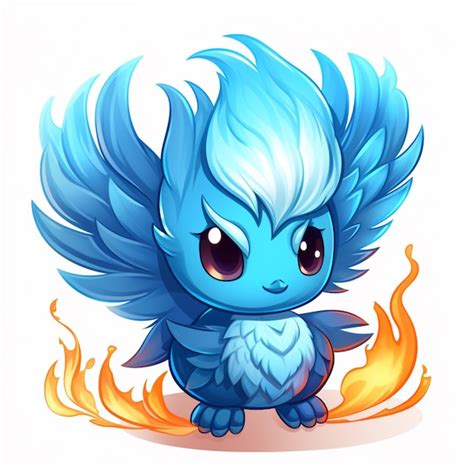 Premium Ai Image A Cerulean Phoenix In Chibi Anime Style Beautiful Image Ai Generated Art