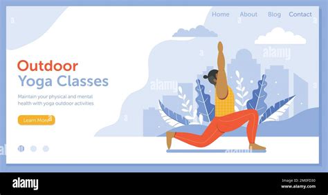 Outdoor Yoga And Fitness Classes Horizontal Banner Stock Vector Image