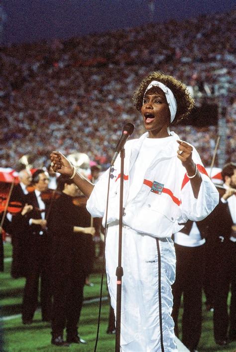 Whitney Houston At The 1991 Super Bowl Singing The Star Spangled Banner Whitney Houston