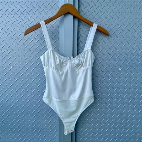 Danielle Bernstein Tops Danielle Bernstein White Bustier Leotard