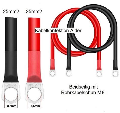 Je 1m 25mm2 Batteriekabel M8 Für Autos Boot Akkus 125a Neuf Avec