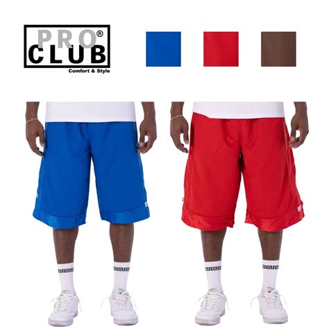 Pro Club Mens Heavyweight Mesh Basketball Shorts Royal Blue Red Brow