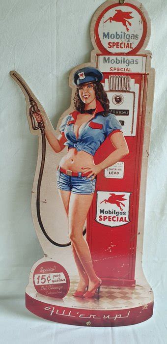 Sexy Us Pin Up Girl Mobilgas Enamel Plate Sheet Catawiki