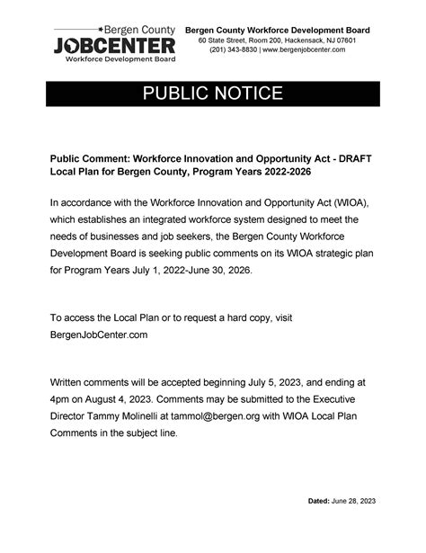 Bergen County Workforce Development Board Job Center Bergen County