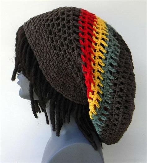 Ready To Ship Crochet Tam Hat With Drawstring Hats For Dreadlocks Rasta