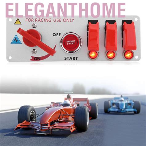 [ele] 12v Red Professional Racing Car Ignition Switch Panel Engine Start Led Push Button Toggle