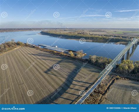 Bridge And Barges On The Mississippi River At Confluence With The Ohio